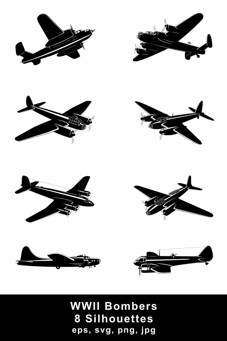 WWII Aircrafts. Bombers silhouettes SVG - MasterBundles