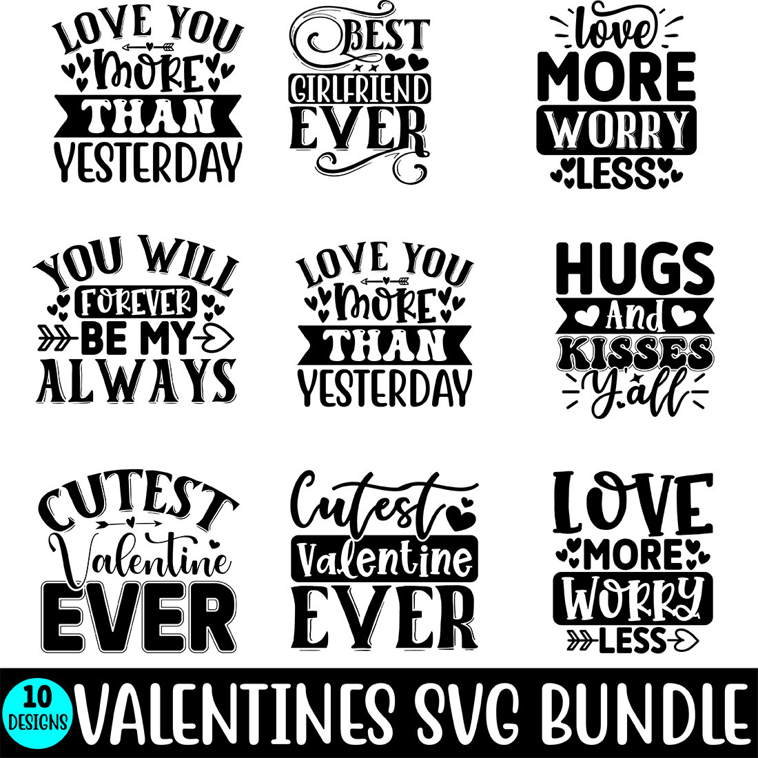 Valentines Typography SVG Design Bundle - MasterBundles