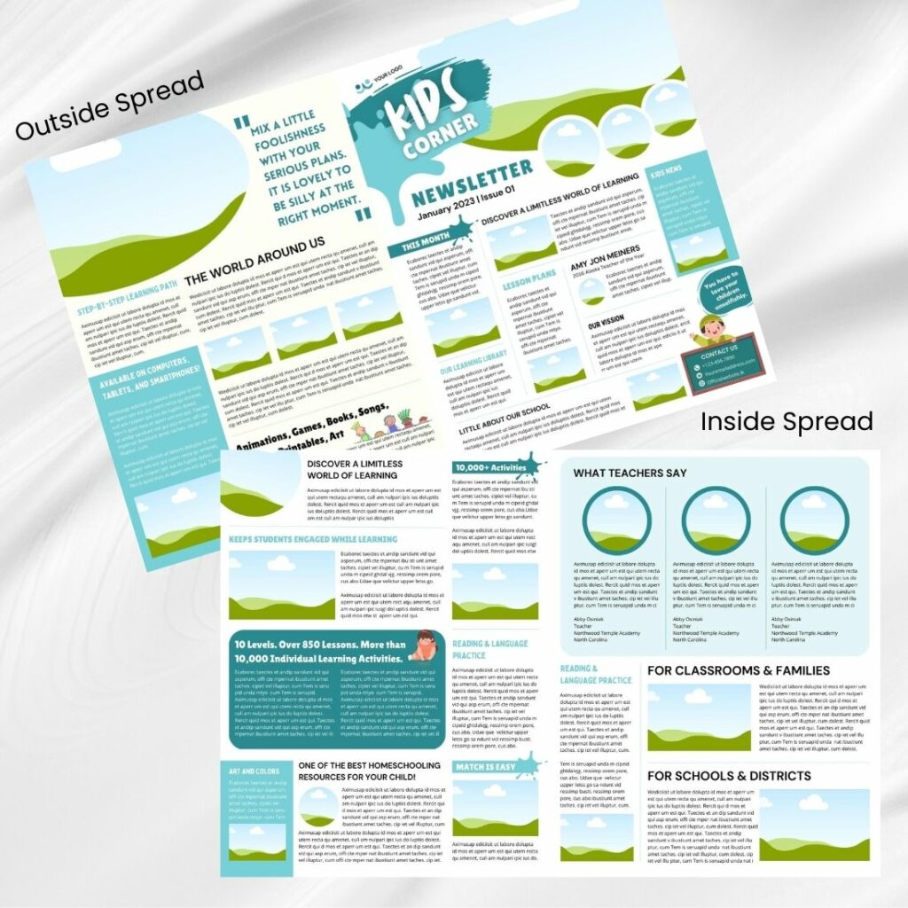 Instant Download Canva Newsletter Template for Kids - MasterBundles