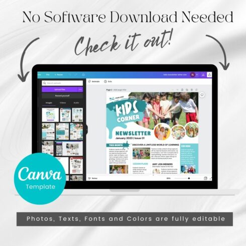 Instant Download Canva Newsletter Template for Kids - MasterBundles