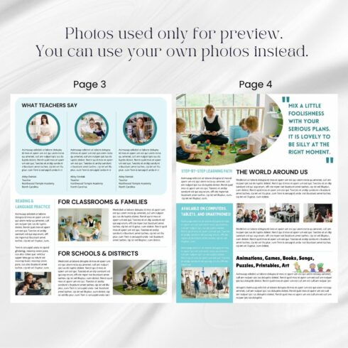 Instant Download Canva Newsletter Template for Kids - MasterBundles