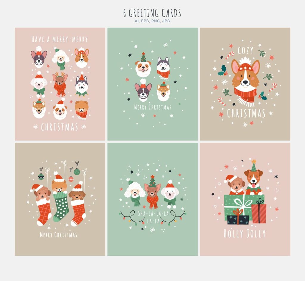 Christmas Dogs Vector Collection – MasterBundles