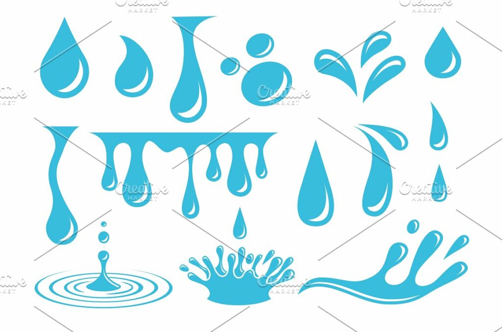 Cartoon Water Drops. Isolated Drop – MasterBundles