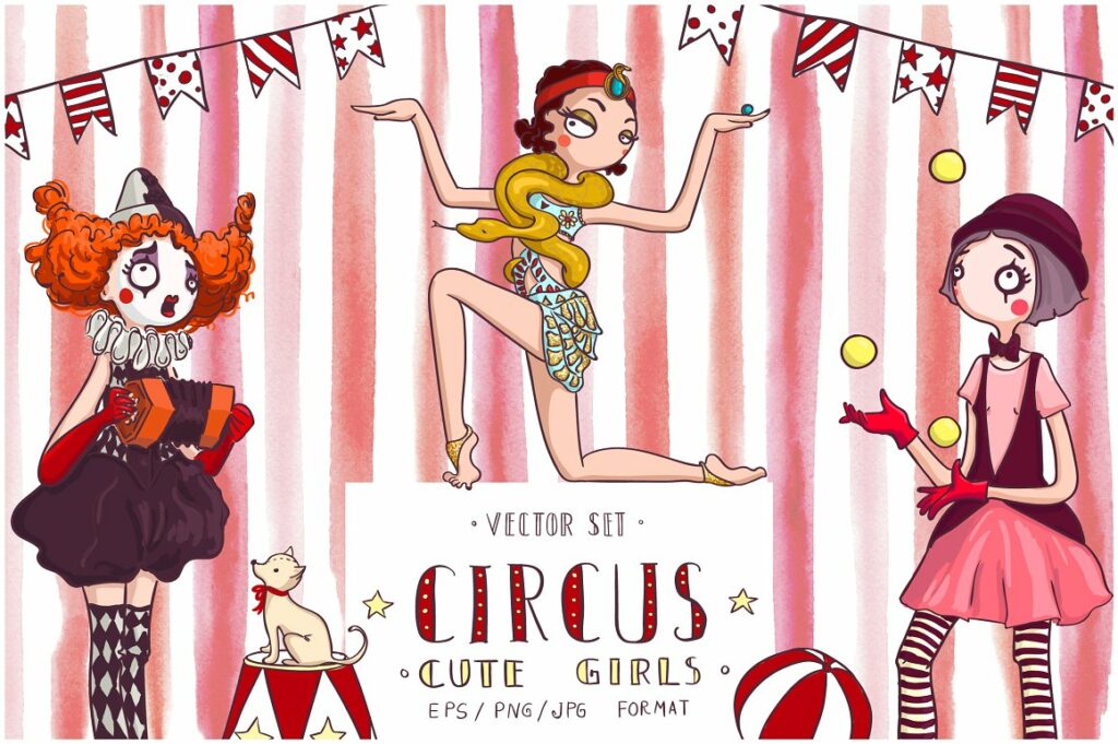 Circus Cute Girls Collection – MasterBundles