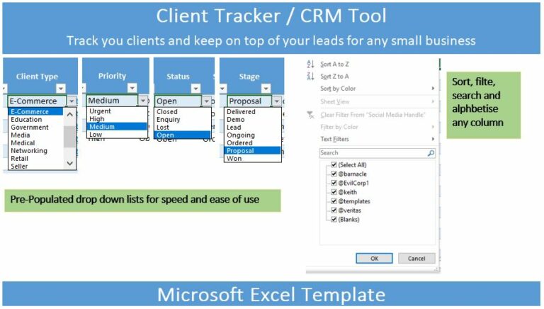 Client Tracker Crm Spreadsheet For Microsoft Excel Masterbundles