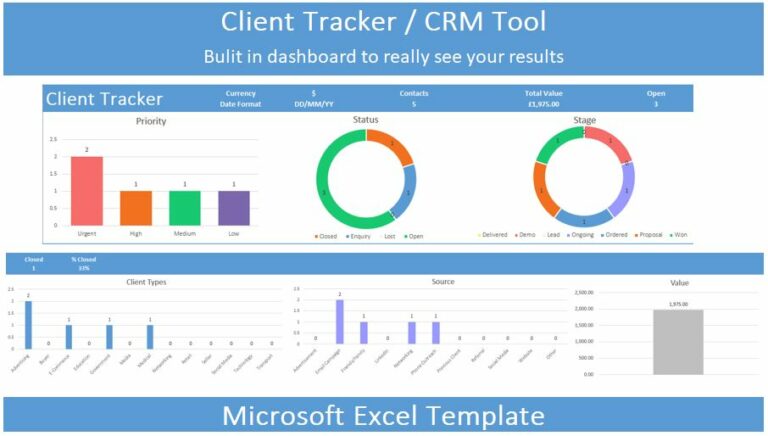 Client Tracker CRM Spreadsheet for Microsoft Excel - MasterBundles