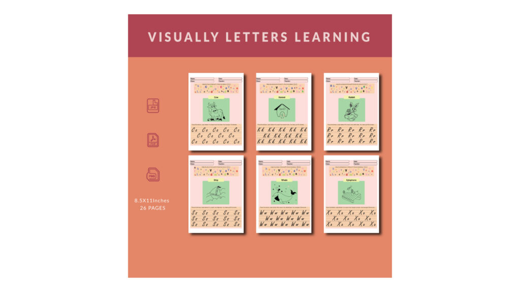 Visually Letters Learning Pages - MasterBundles