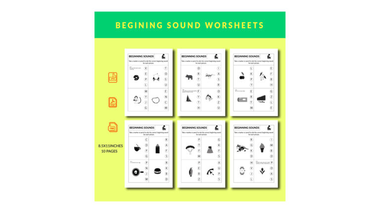 Beginning Sound Worksheets - MasterBundles