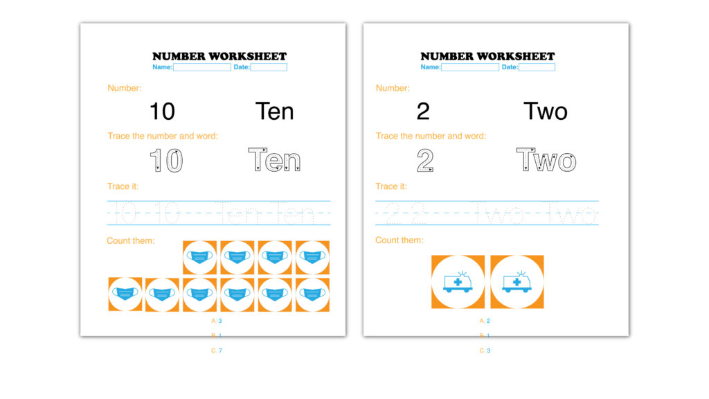 Number Worksheet Medical - 1 to 10 - MasterBundles