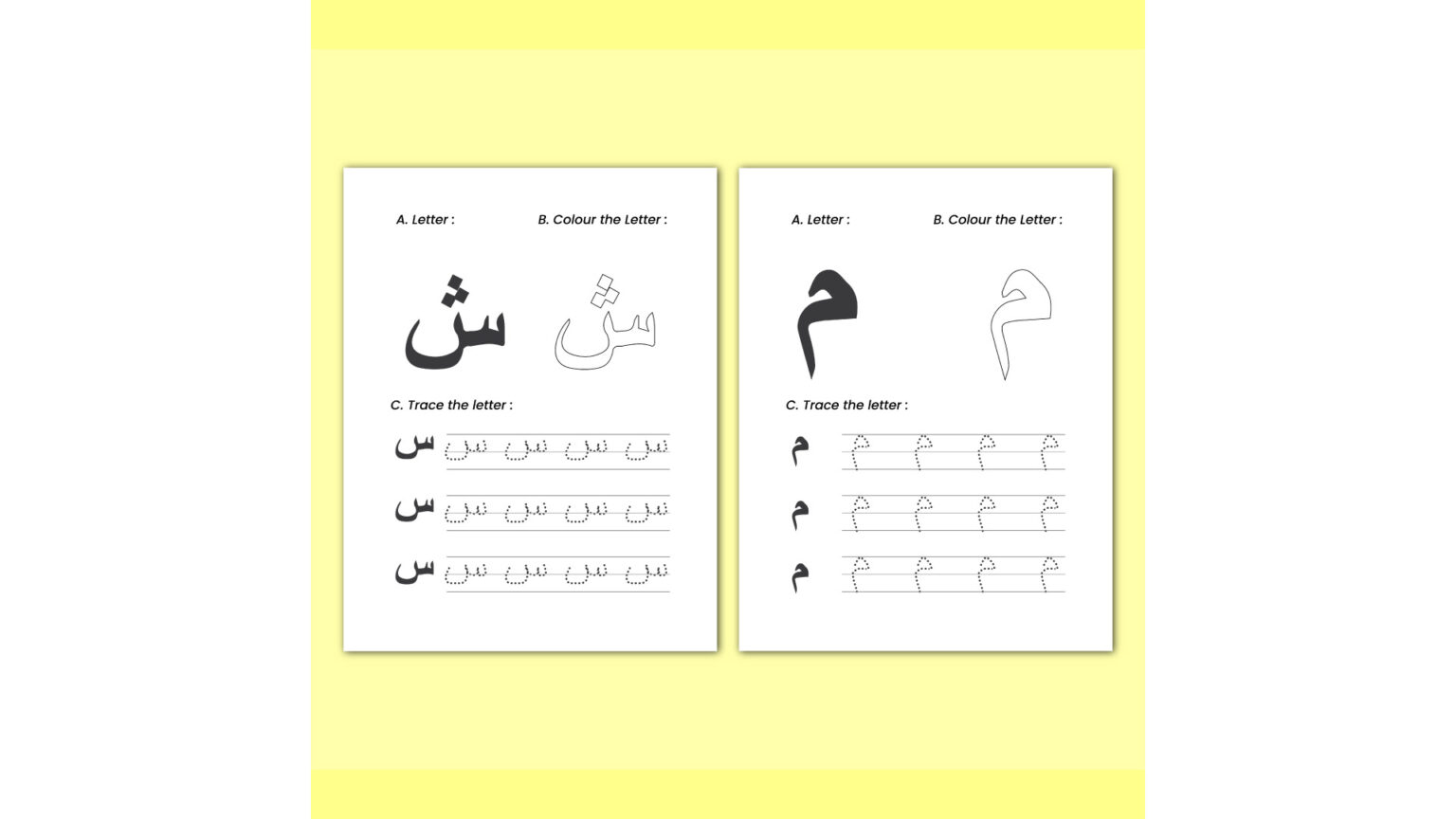 Arabic Tracing and Coloring Worksheet Vol-02 | MasterBundles