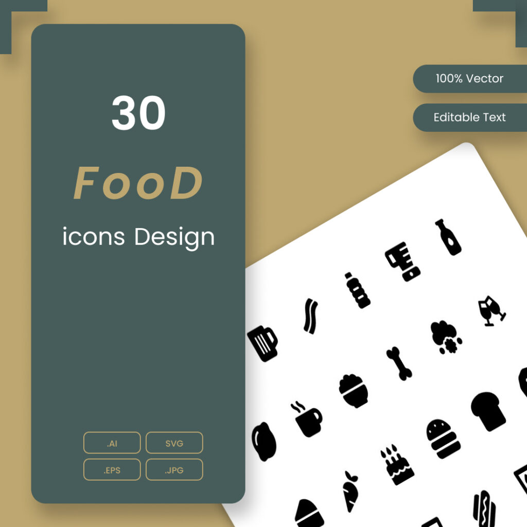 30 Food Icons only 9$ - MasterBundles