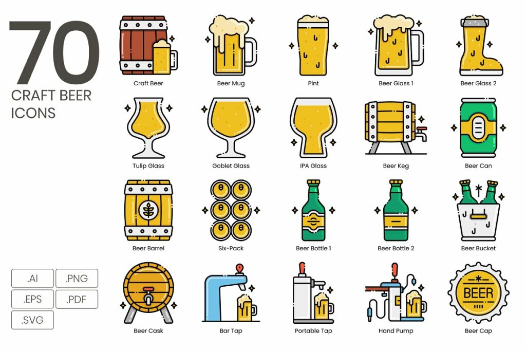 70 Craft Beer Icons - Aesthetics – MasterBundles