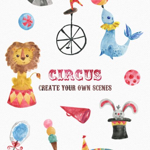 Circus Watercolor Clipart Set | MasterBundles