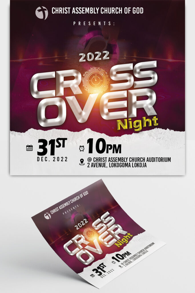 Cross Over Night Church Flyer Template Design - MasterBundles