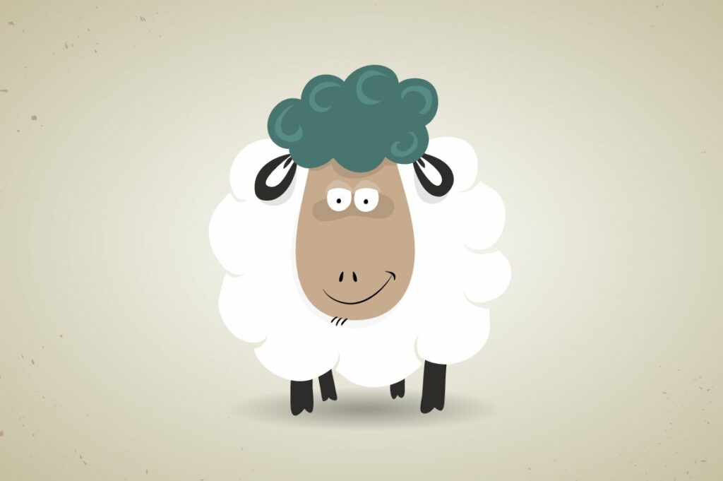 Cute Cartoon Smiling Sheep – MasterBundles