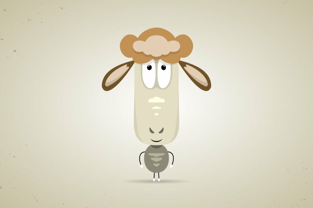 Cute Cartoon Smiling Sheep – MasterBundles