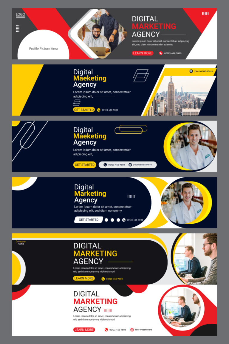 12 LinkedIn background banner design - MasterBundles