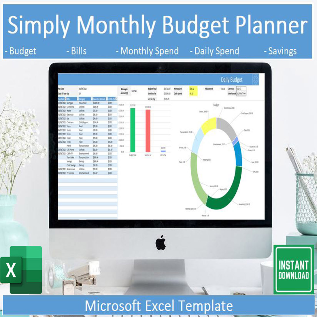 Simple Daily Spending Budgeting Template - MasterBundles