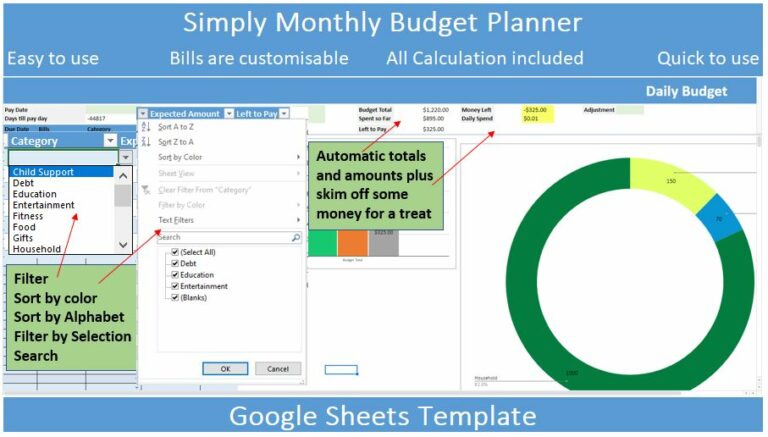 Simple Daily Spending Budgeting Template - MasterBundles