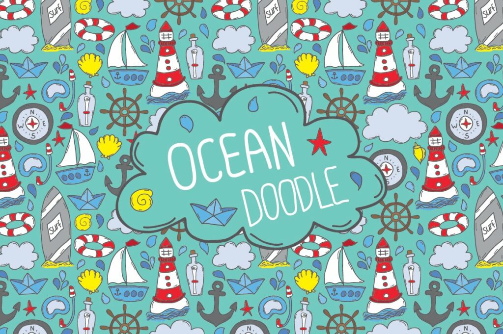 Doodle Ocean Seamless Patterns – MasterBundles