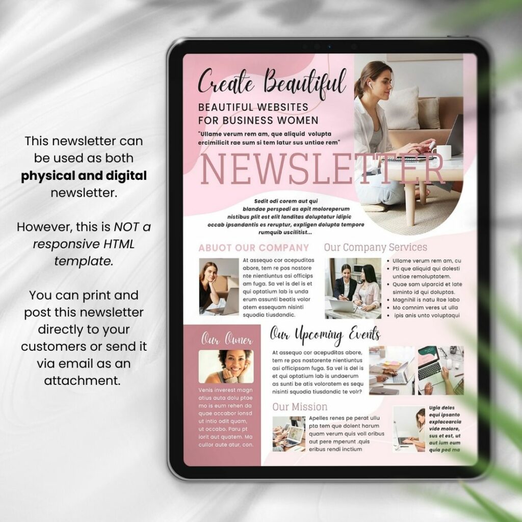 Instant Download Canva Newsletter Template For Businesswomen and ...
