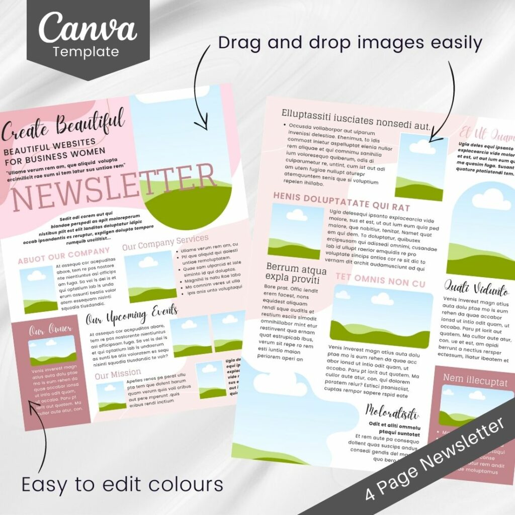 Instant Download Canva Newsletter Template For Businesswomen and ...