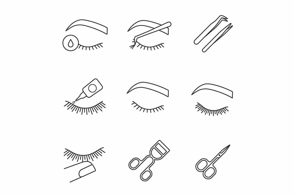 Eyelash Extension Linear Icons Set – MasterBundles