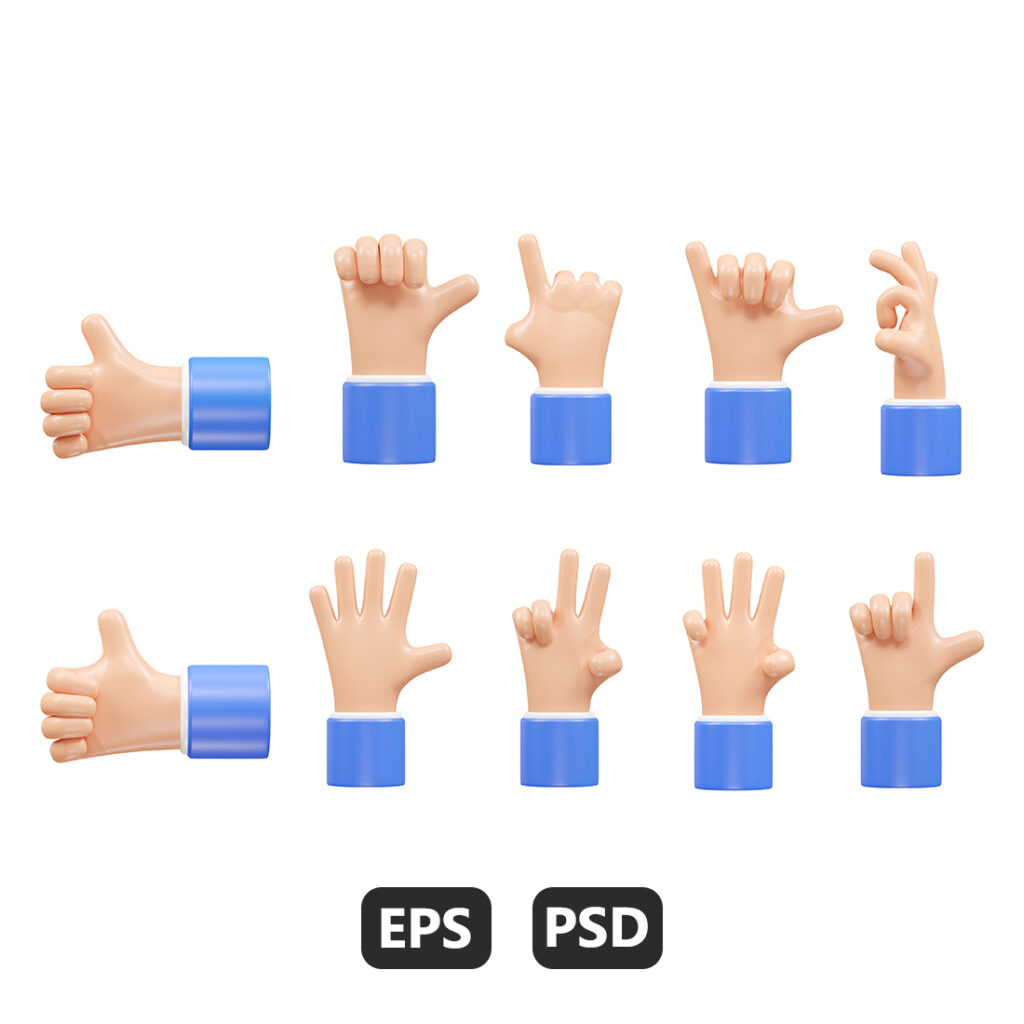 Hand icon bundle 3d rendering vector illustration - MasterBundles