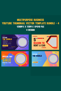 Multipurpose Business Youtube Thumbnail Vector Template Bundle - 4 ...