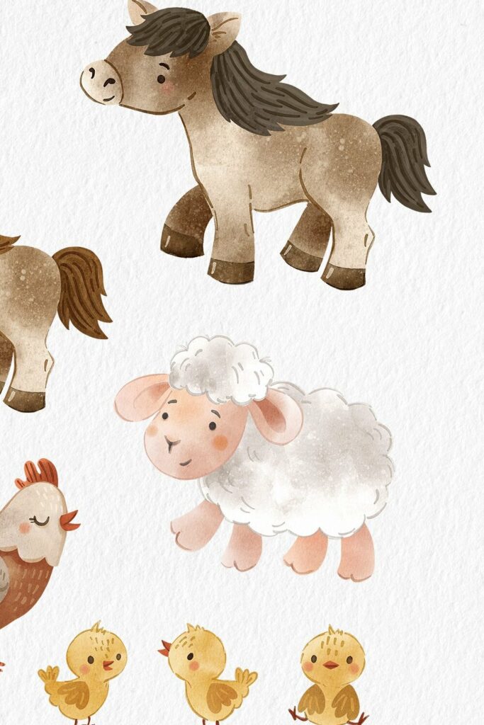 Cute Farm Watercolor Clipart – MasterBundles