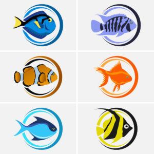 Fish in a circle. Fish logo design template. Seafood restaurant shop ...