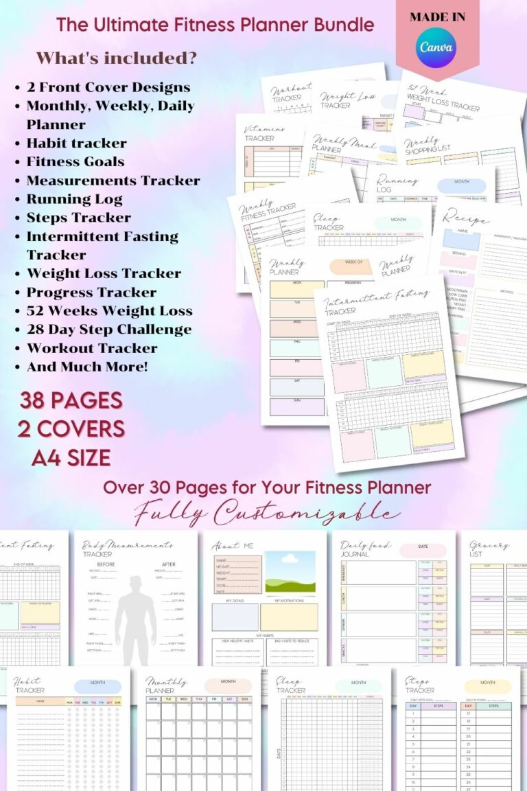 The Ultimate Fitness Planner Bundle - Canva Template | MasterBundles
