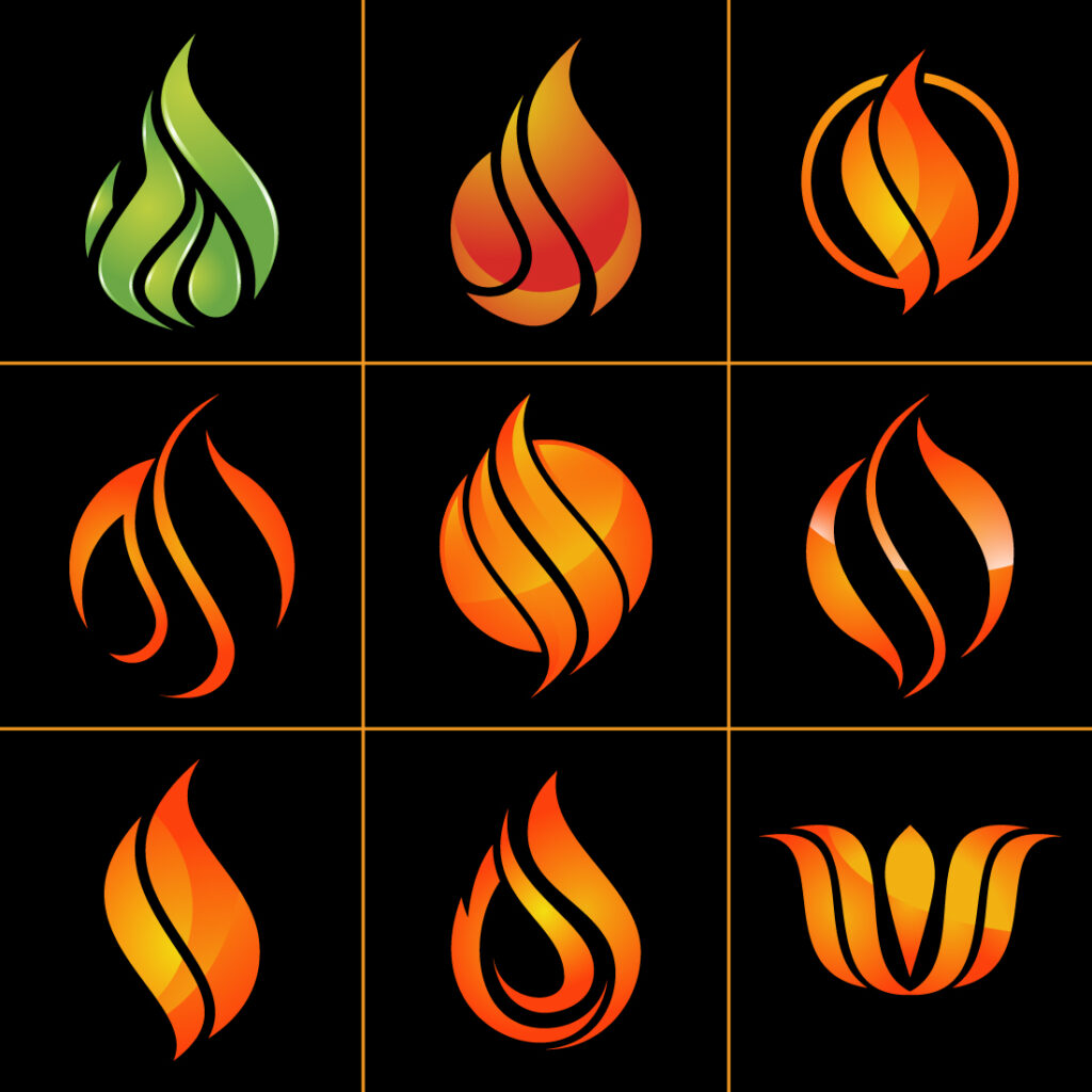 Burning Fire Flame Logo Design Vector Illustration - MasterBundles