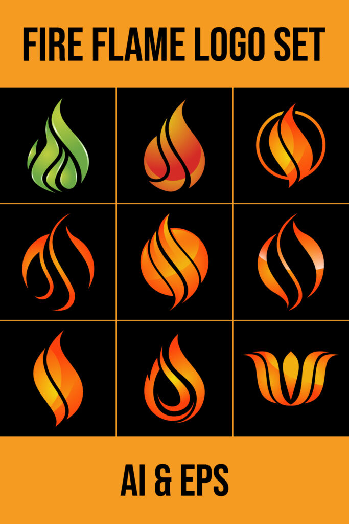 Burning Fire Flame Logo Design Vector Illustration - MasterBundles