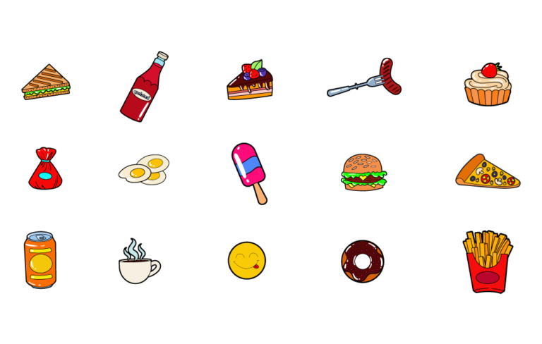 Printable Food Stickers – Bikers Drawn Cartoon Stickers - MasterBundles