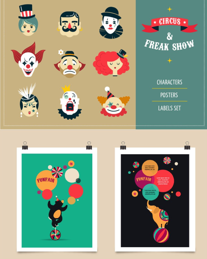 Freak Show, Circus Icons & Posters – MasterBundles