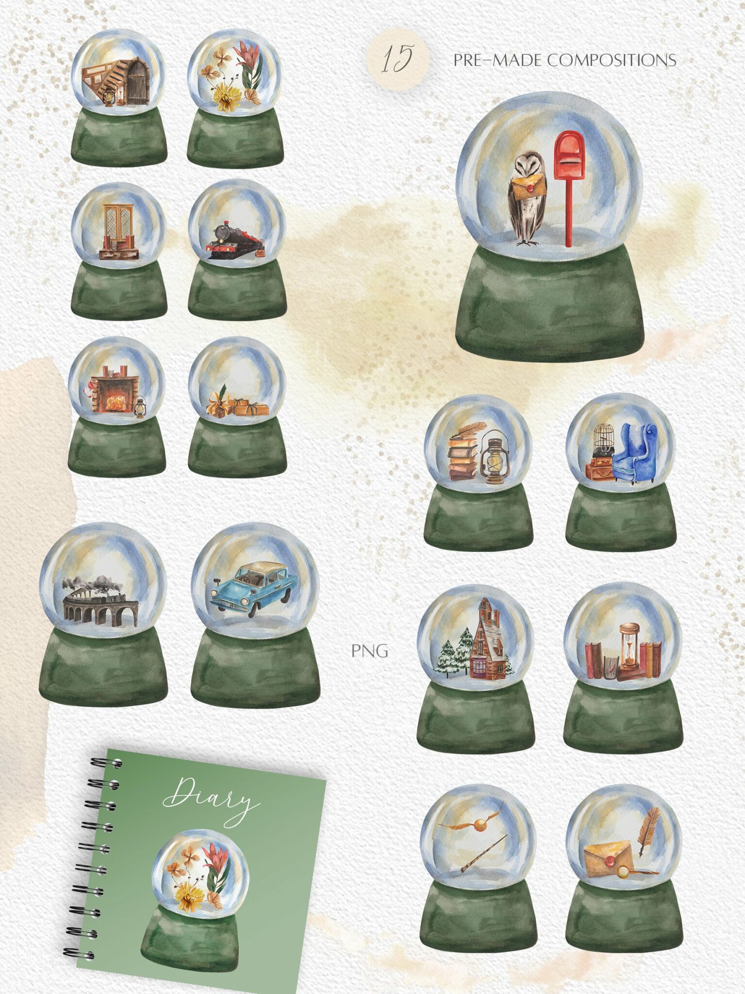 Magic Winter Watercolor Clipart Set – MasterBundles