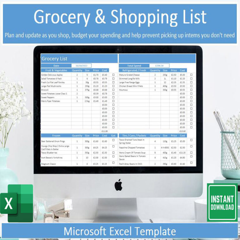 Editable Grocery, Shopping List Template - MasterBundles