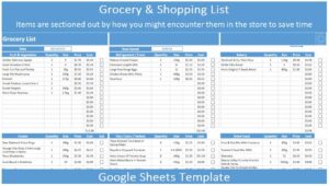 Editable Grocery List Template for Google Sheets - MasterBundles