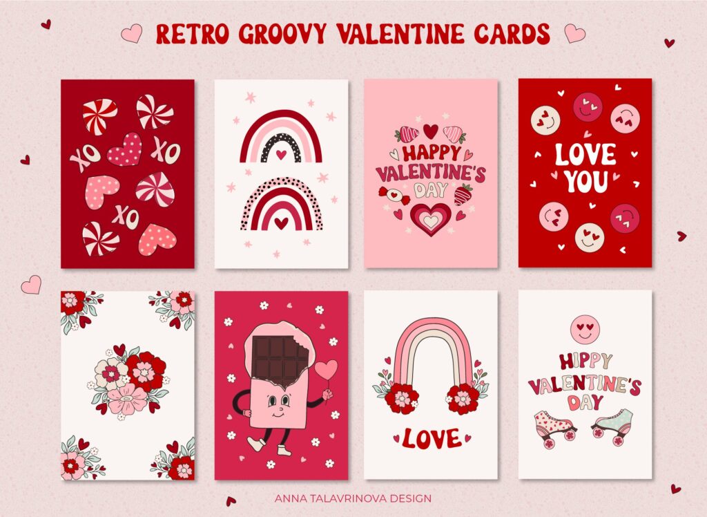Retro Groovy Valentines Day Clipart – MasterBundles