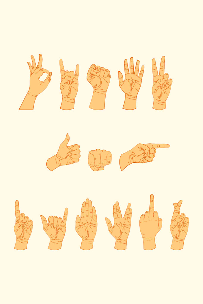 14 hand sign or hand gesture in flat vector style | MasterBundles