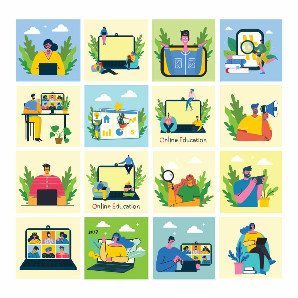 Online Learning Illustration - Online Education Illustration Set