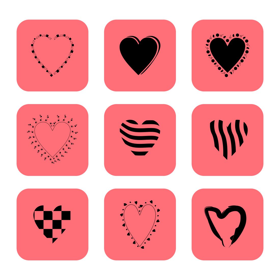 18 Icon Heart Symbol Decoration Flat Design - MasterBundles