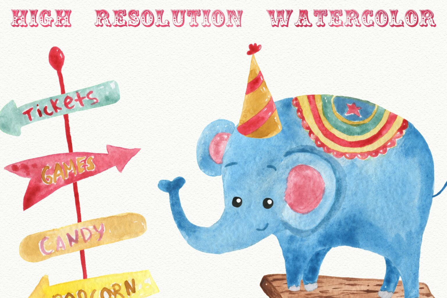 Circus Watercolor Clipart Set – MasterBundles