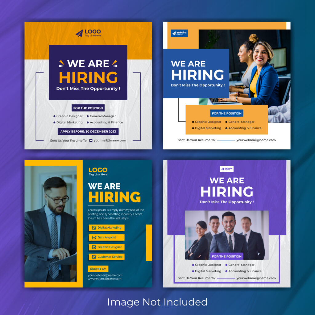 we are hiring employee job vacancy opportunity social media post banner ...