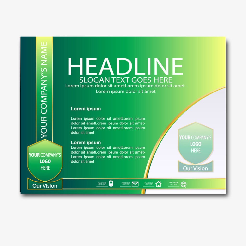 Horizontal Green gradient Business flyer layout template design vector ...