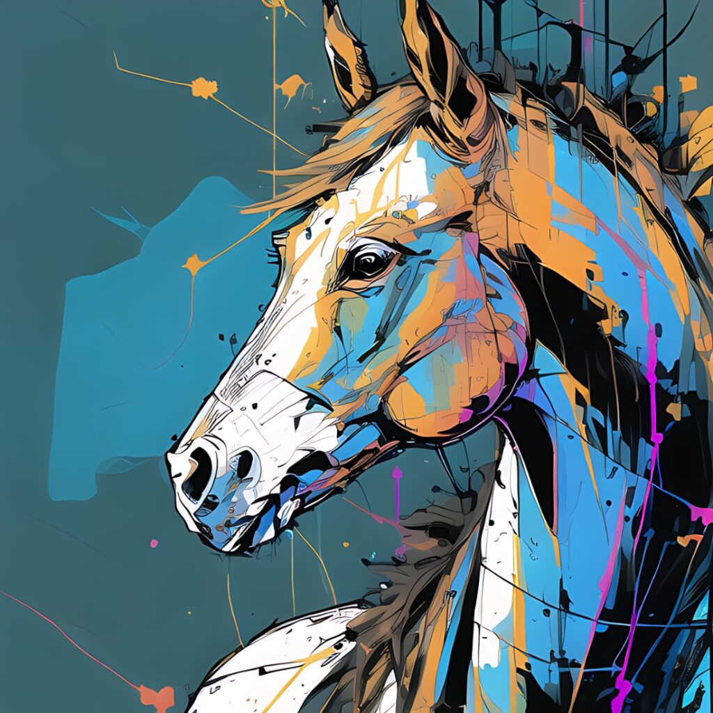 - Horses - 7 Illustrations for design or characters Profile In Brush ...