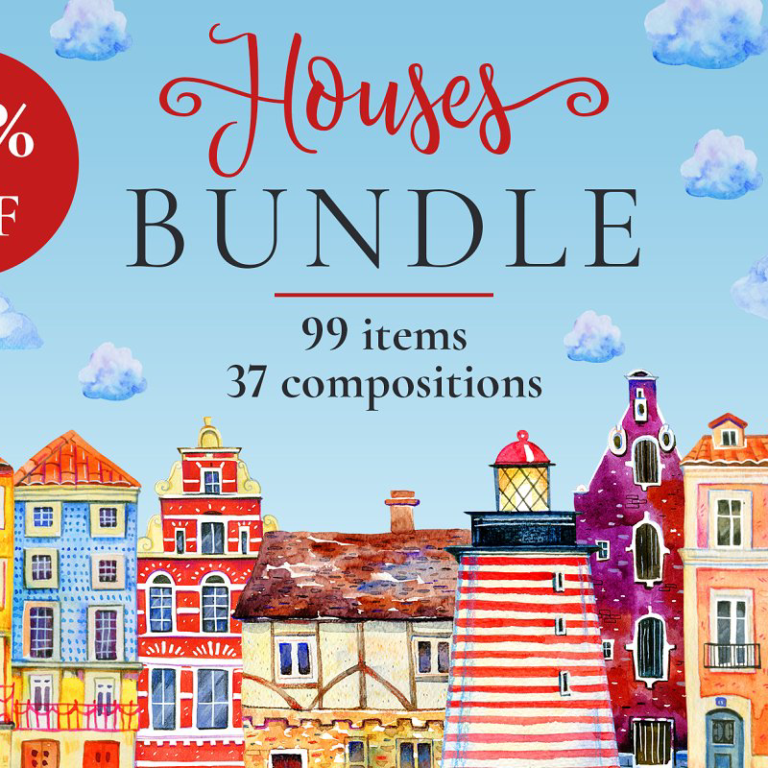 Cute Abstract Tiny Houses Set – MasterBundles