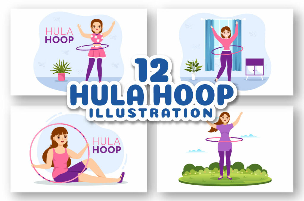 12 Playing Hula Hoop Illustration - MasterBundles