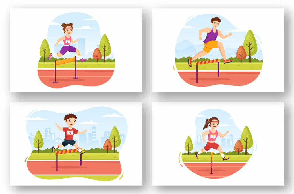 11 Hurdle Long Jump Sportsman Illustration - MasterBundles
